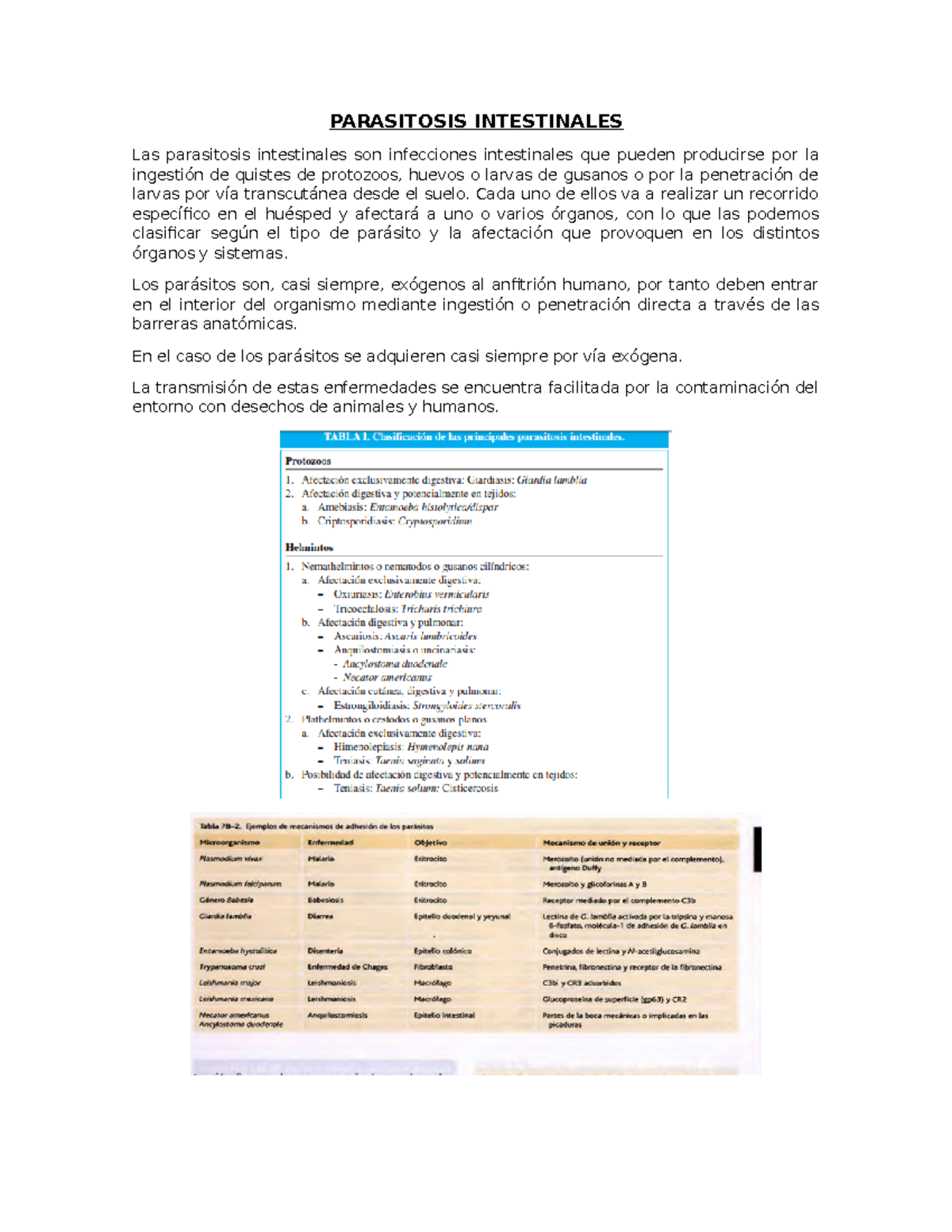 Parasitosis- Intestinales - PARASITOSIS INTESTINALES Las parasitosis ...
