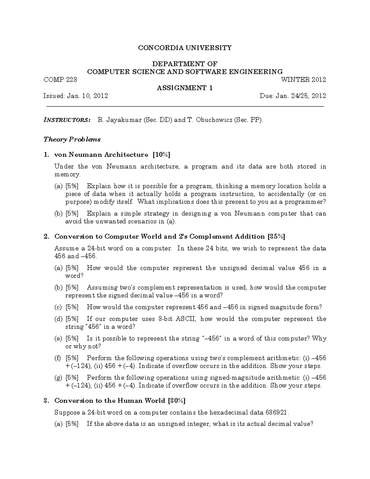Assign 1 - good file - CONCORDIA UNIVERSITY DEPARTMENT OF COMPUTER SCIENCE AND SOFTWARE ...