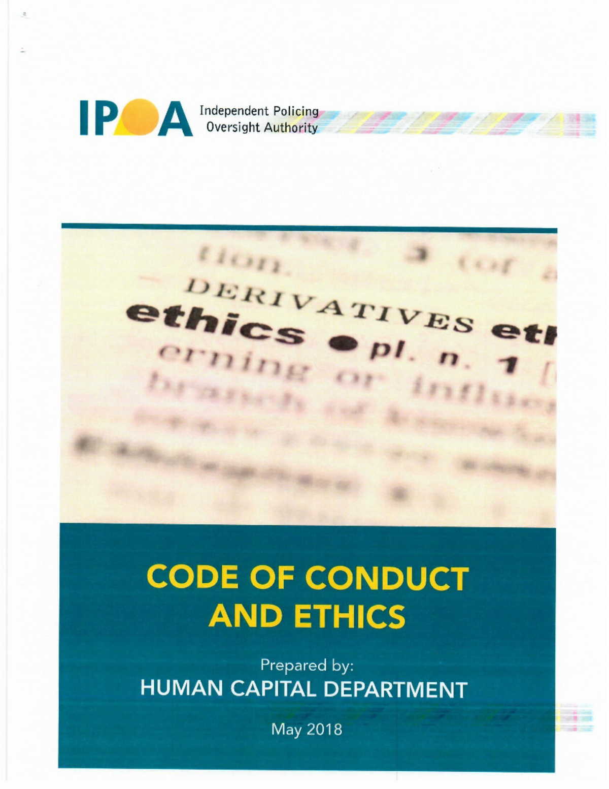 CODE OF Conduct - professional ethics - tion ethics DERIVATIVES e pl ...