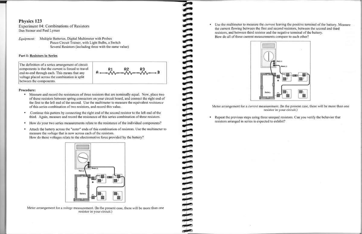 Physics 123-04 - Combination of Resistors - PHYS 123 - Studocu
