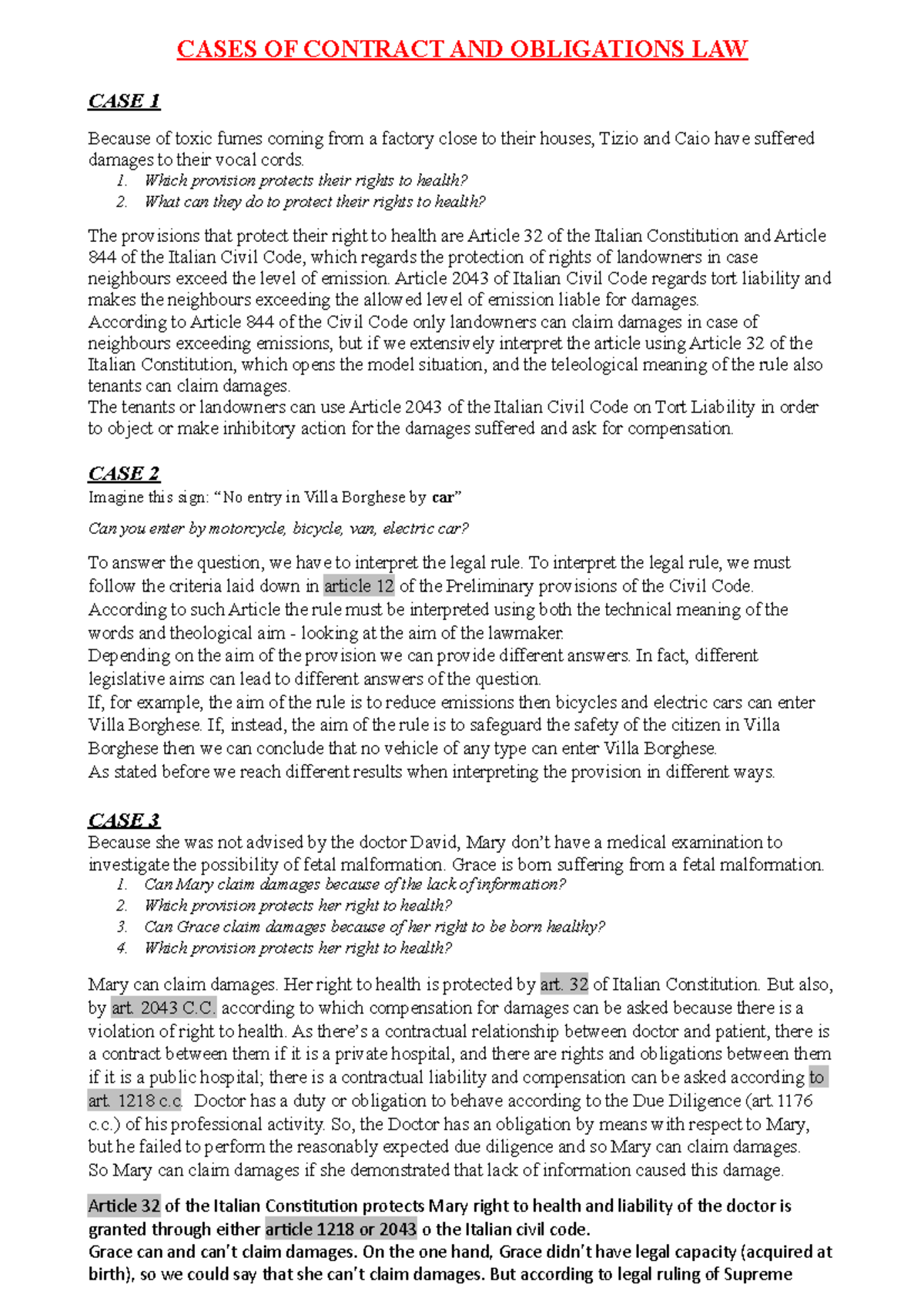 Cases OF Contract AND Obligations LAW - CASES OF CONTRACT AND ...