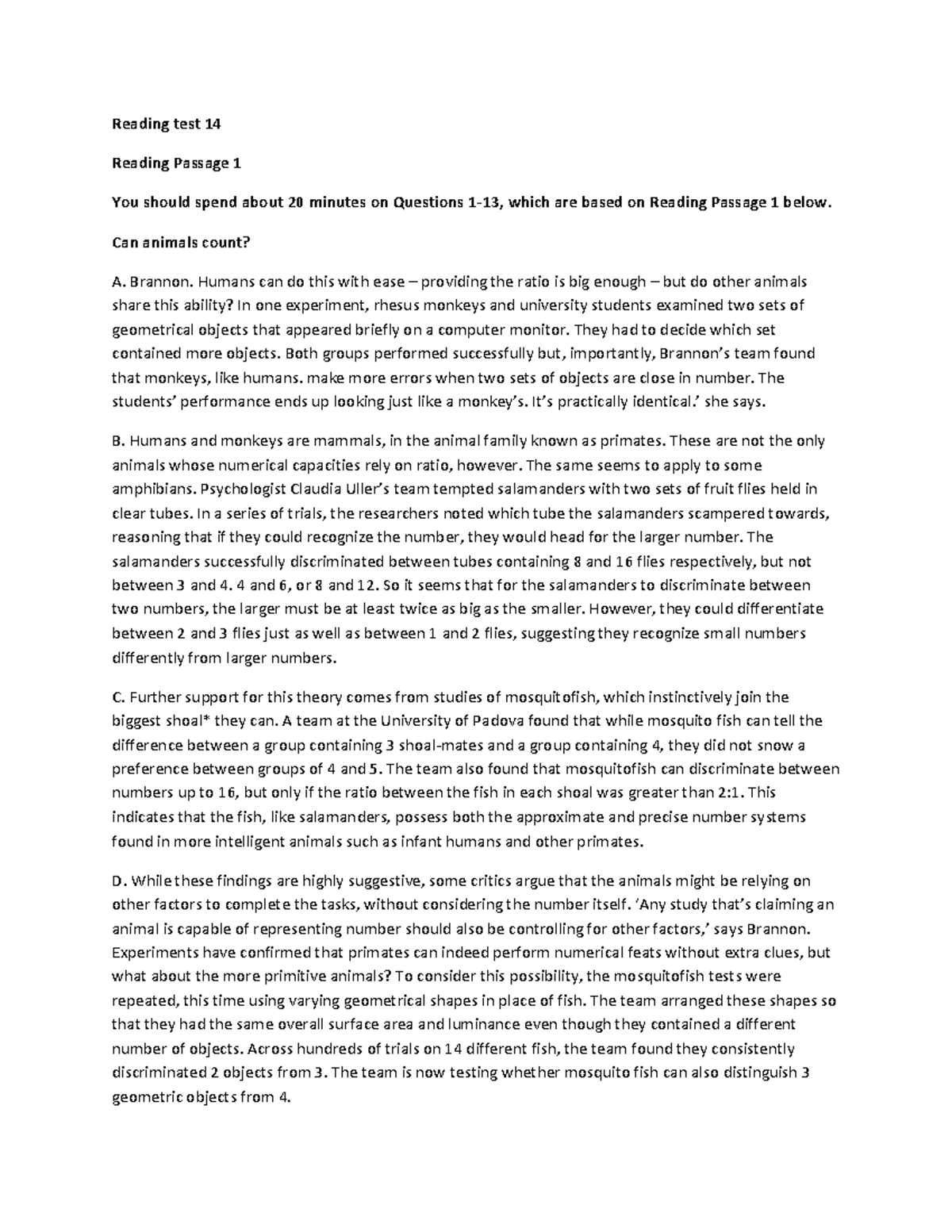 Ielts Reading TEST 14 - Practice makes perfect - Reading test 14 ...