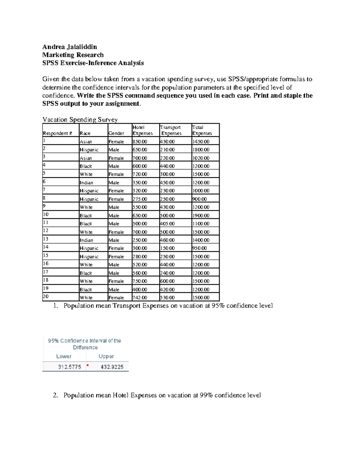 SPSS Inference Analysis CWA 11 - Andrea Jalaliddin Marketing Research ...