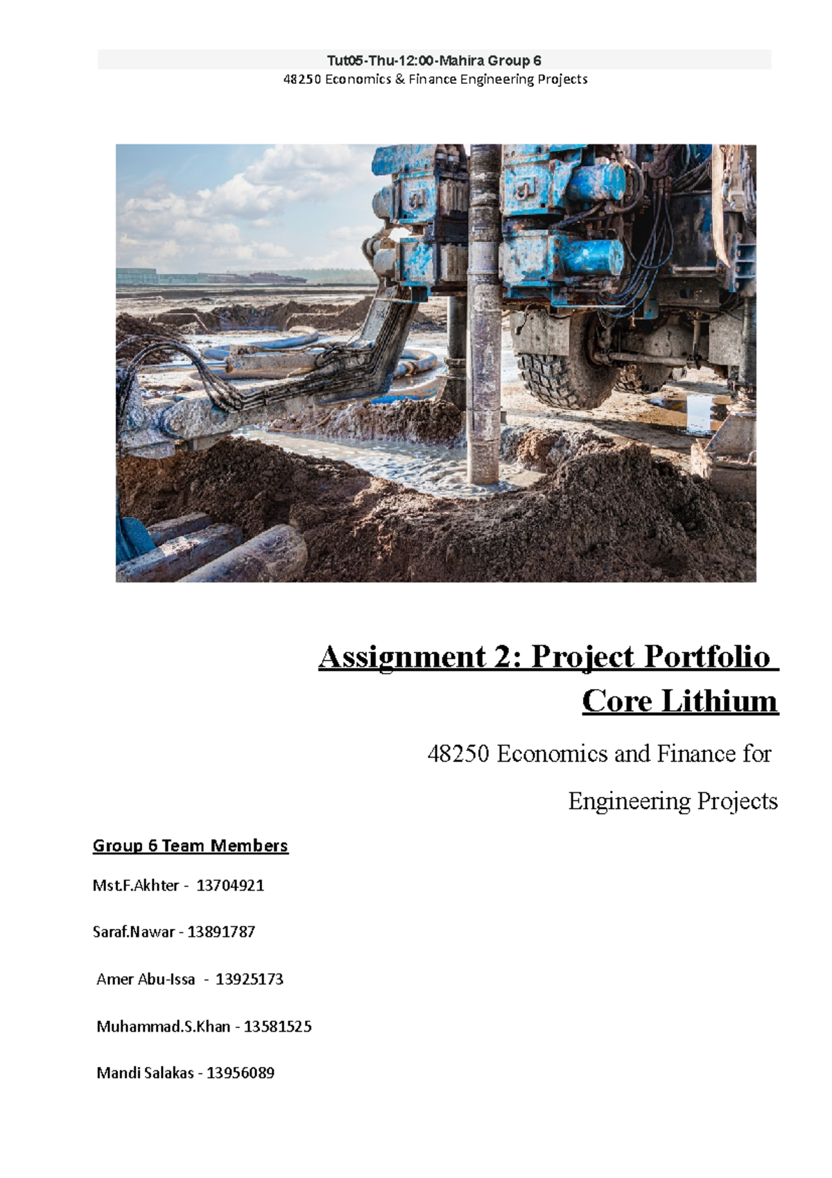 Group 6 Assignment 1 Project Portfolio - 48250 Economics & Finance ...