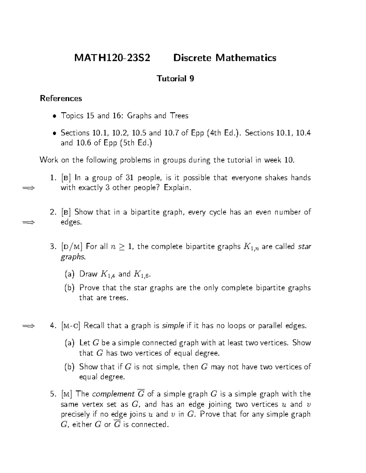 23tutorial 9 - Tutorial questions for TUT9 - MATH120-23S2 Discrete ...