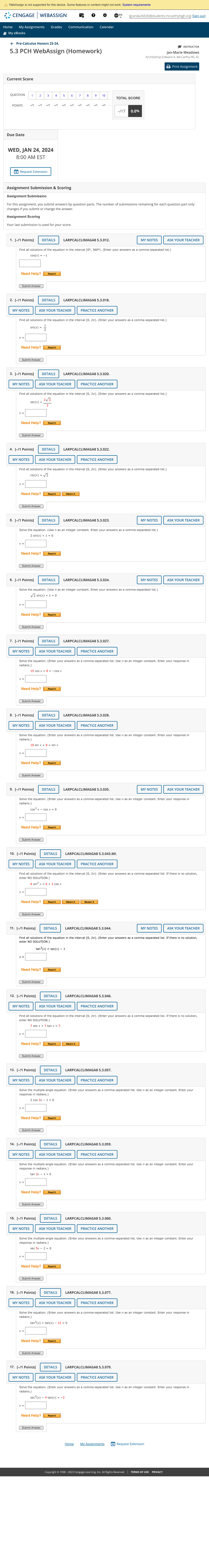 5.3 PCH Web Assign - Pre-Calculus Honors 23-24 W… - WebAssign is not ...