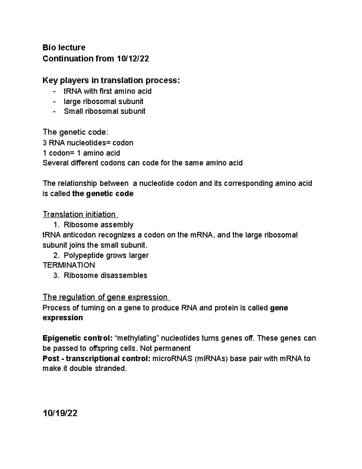Untitled document-2 - CONTINUATION - Bio lecture Continuation from 10 ...