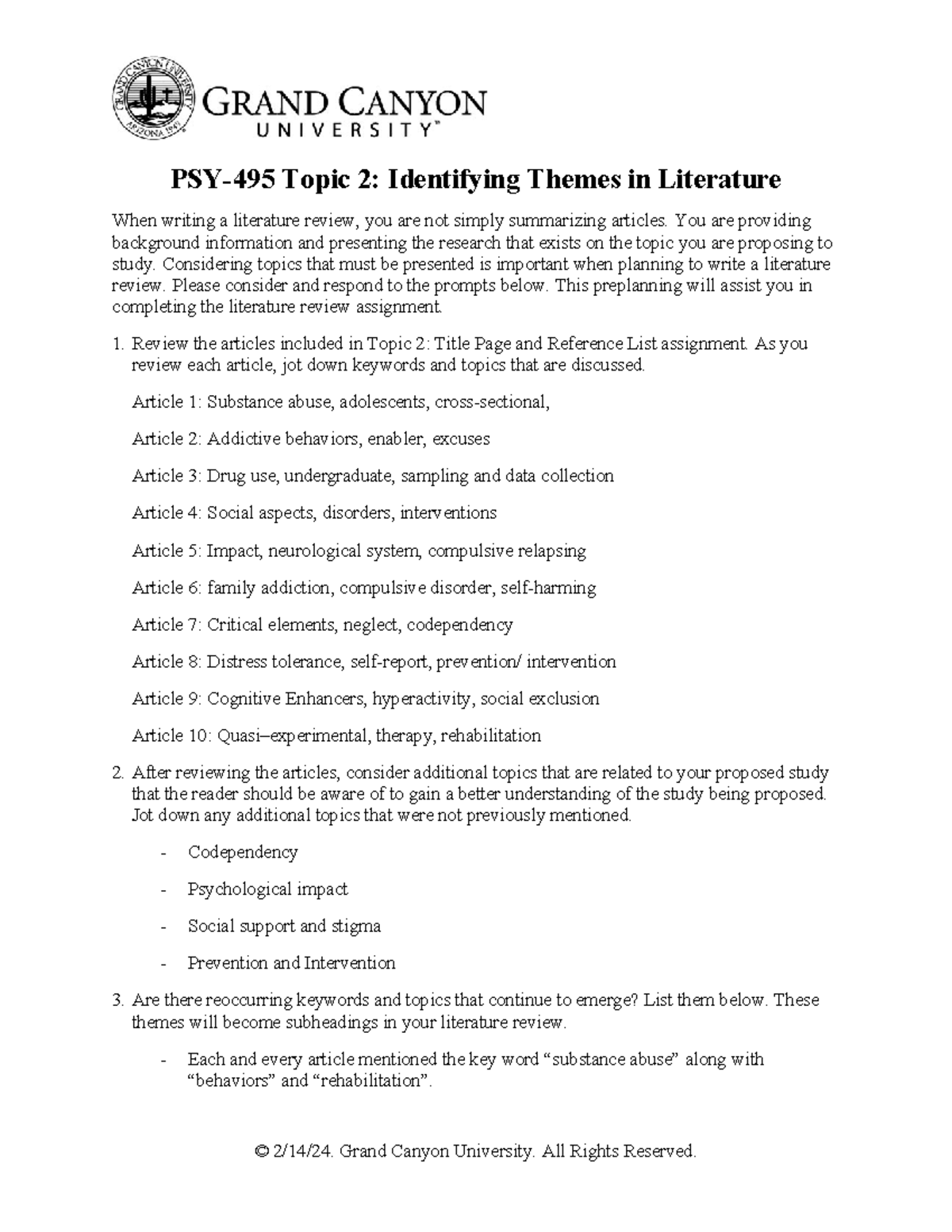 Identifying Themes - You are providing background information and ...