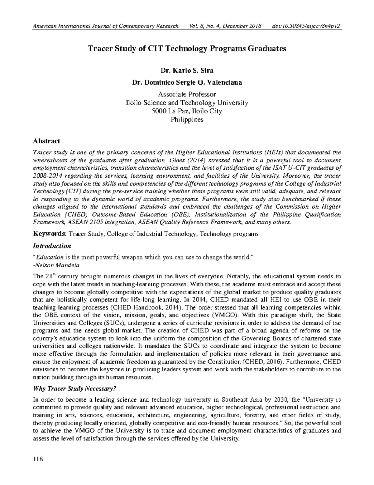 CCC research 1 - This is a graduate tracer study for graduates of ISAT ...