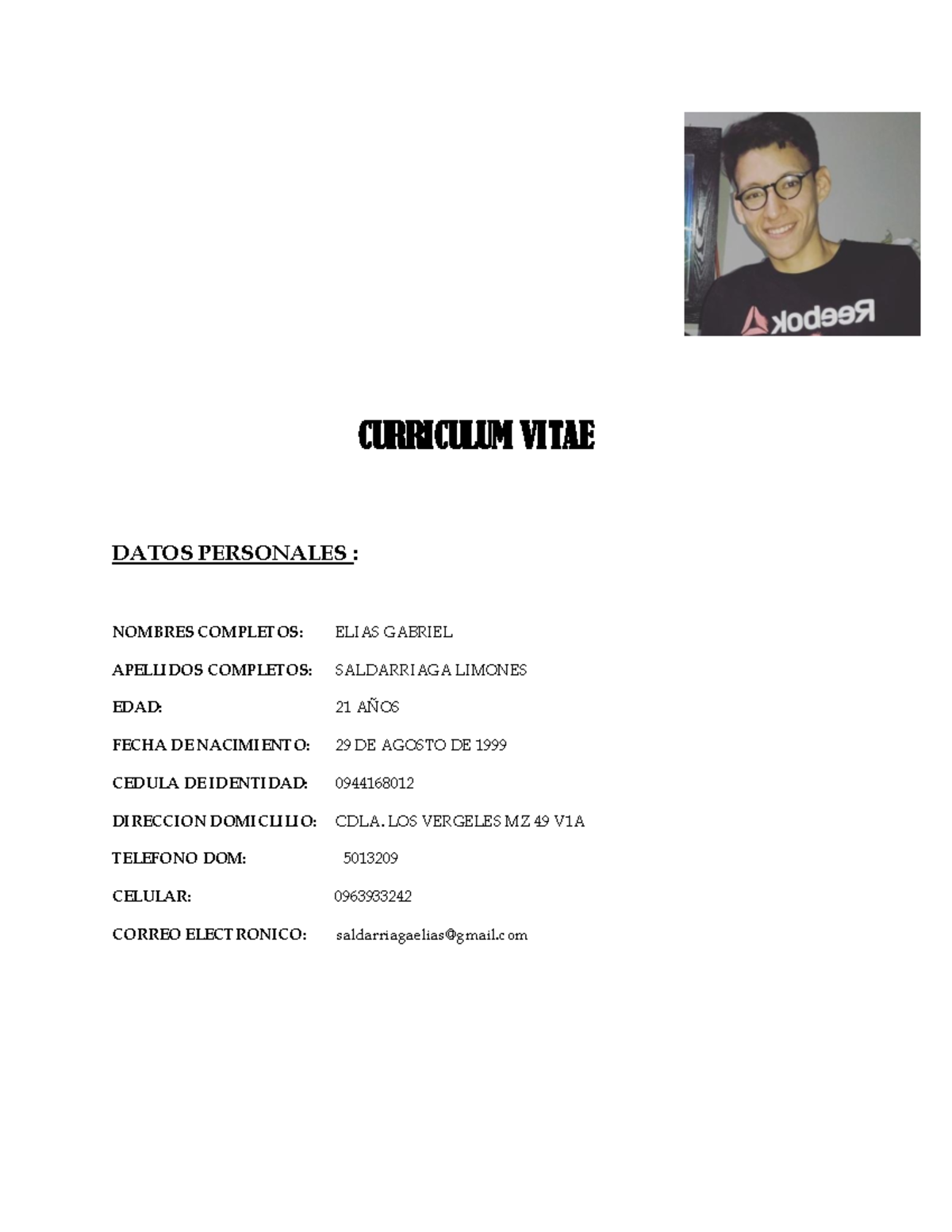 CV 2022 - Detalles - CURRICULUM VITAE DATOS PERSONALES : NOMBRES ...