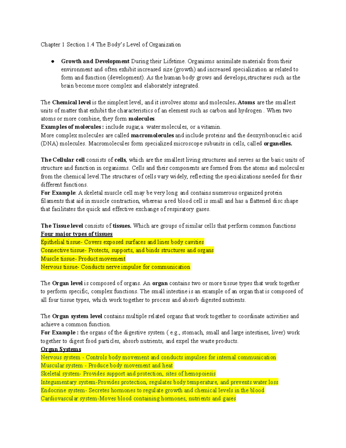 Chapter 1 Section 1.4 - Mr.Wong - Chapter 1 Section 1 The Body’s Level ...
