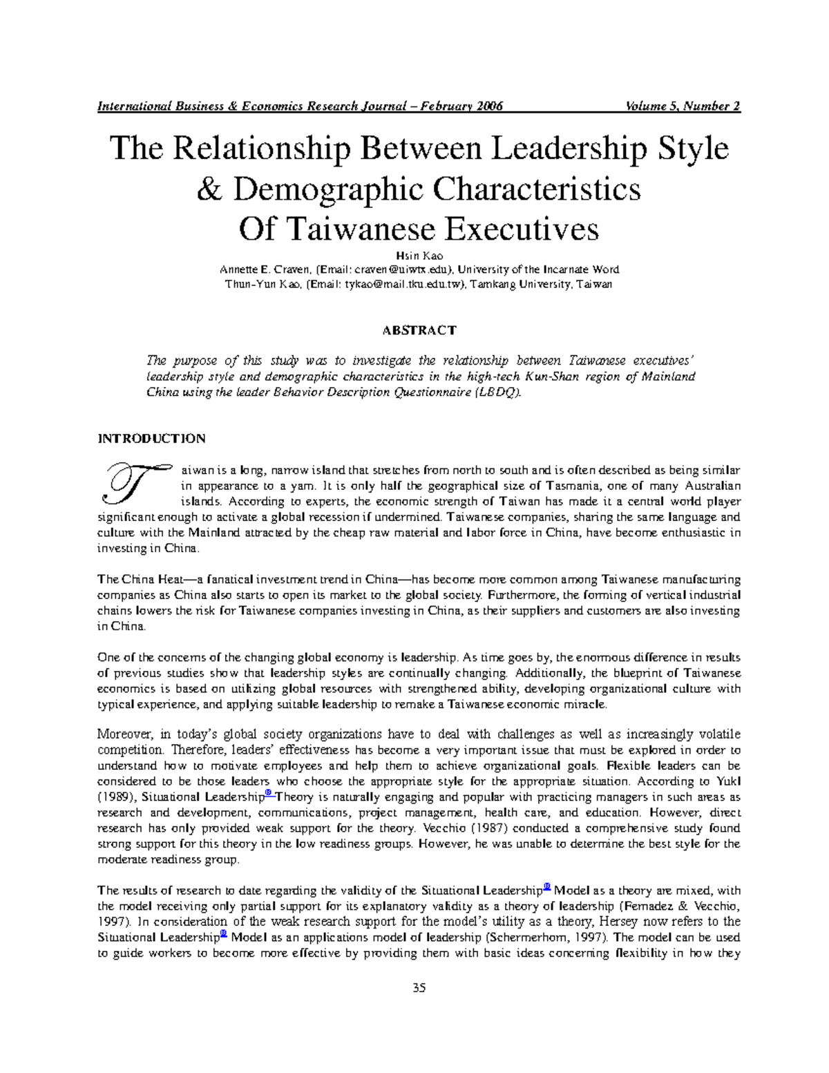 The relationship between leadership style and demographic ...