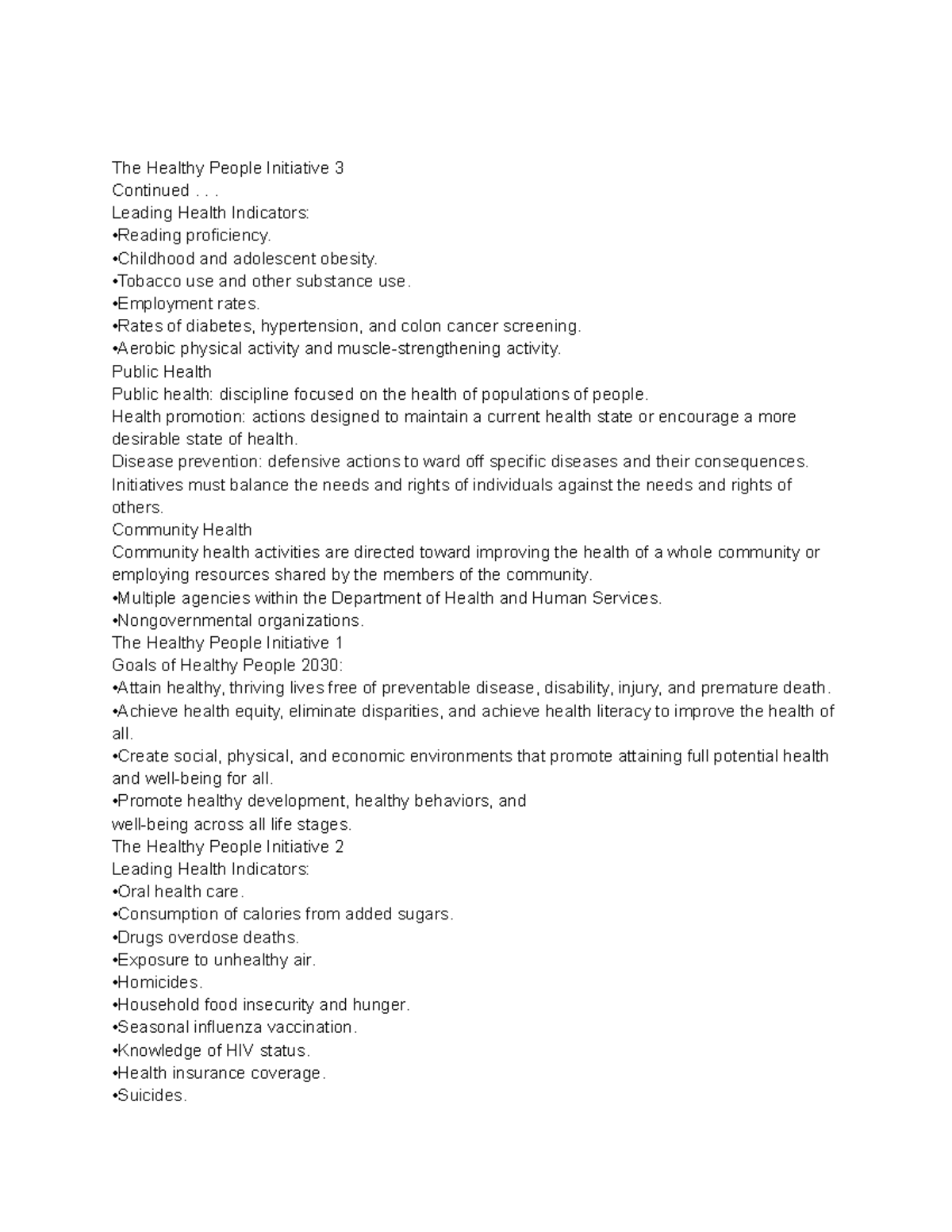 Health 3 - The Healthy People Initiative 3 Continued... Leading Health ...