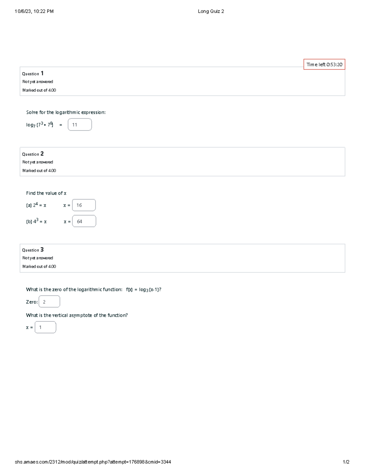 Long Quiz 2-math - Long Quiz 2 - 10/6/23, 10:22 PM Long Quiz 2 - Studocu