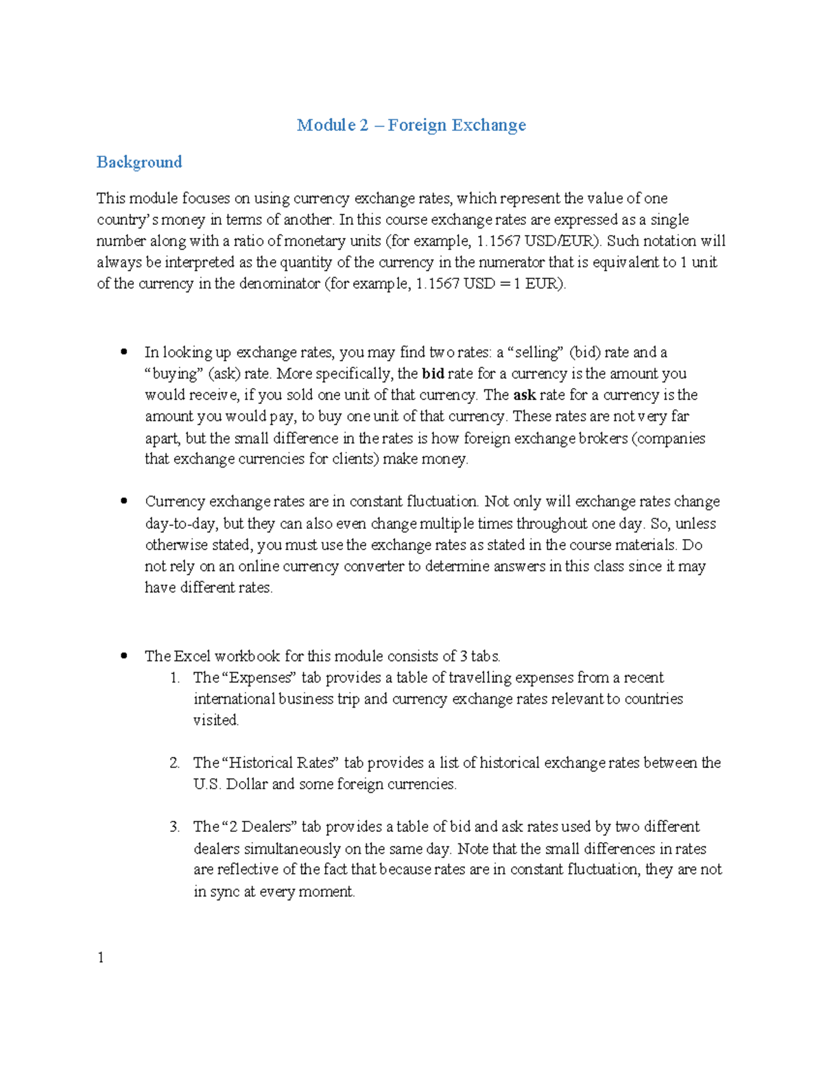Module 2 Chapter-F2F - sussy bussy - Module 2 – Foreign Exchange Background This module focuses ...
