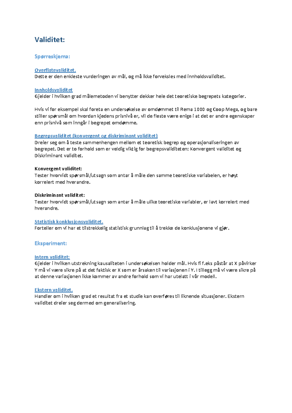 MET2123 skriftlig eksamen - Warning: TT: undefined function: 32 Validitet: Spørreskjema: - Studocu