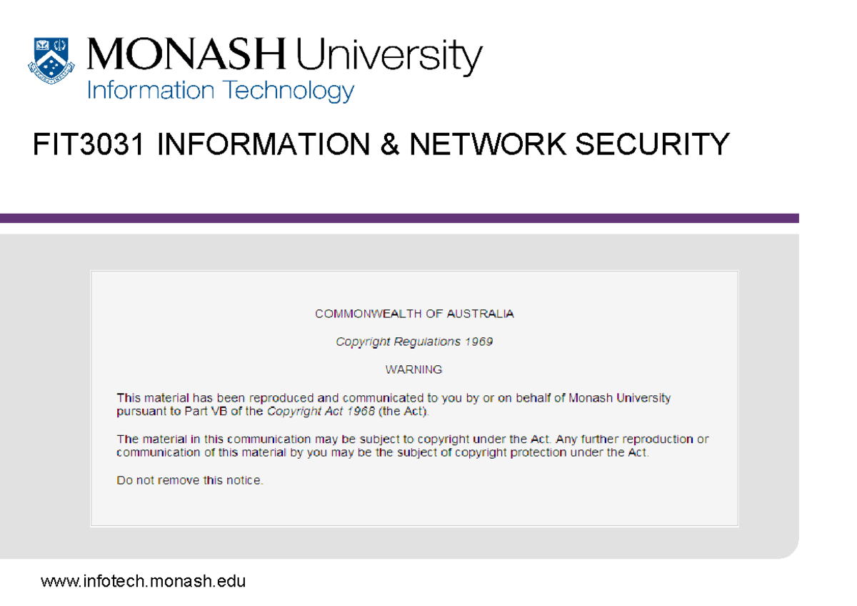 LN2 Symmetric Encryption - FIT3031 INFORMATION &amp; NETWORK SECURITY ...