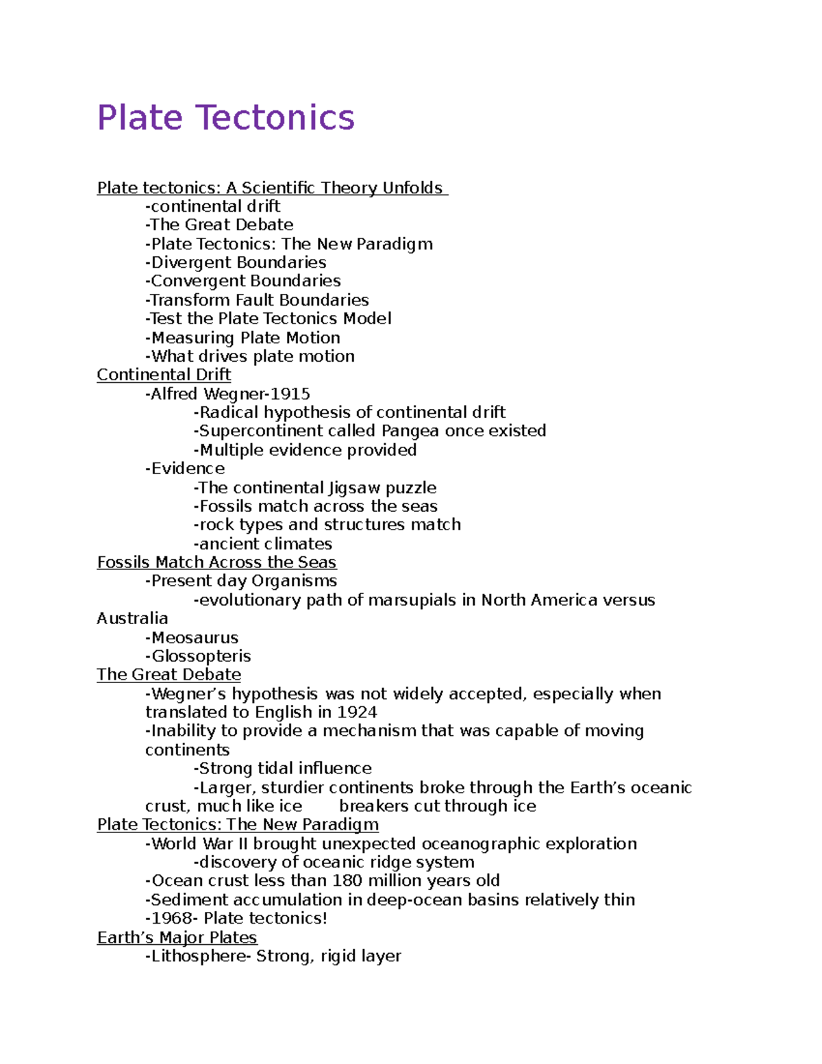 Geology exam 2 notes - Plate Tectonics Plate tectonics: A Scientific ...