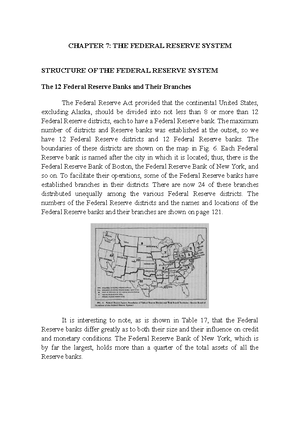 CHAPTER 8 FEDERAL RESERVE CREDIT AND BANK RESERVES: Summary and Federal ...