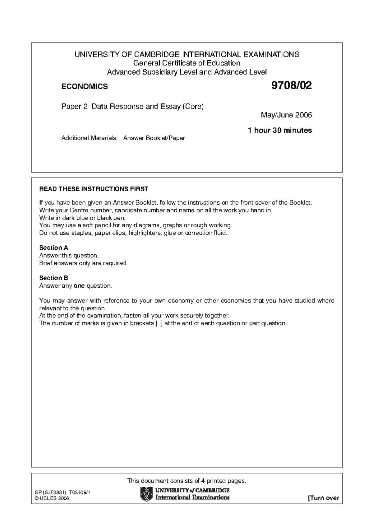 9708 s06 qp 2 - Past paper for 2006 9708 - This document consists of 4 ...