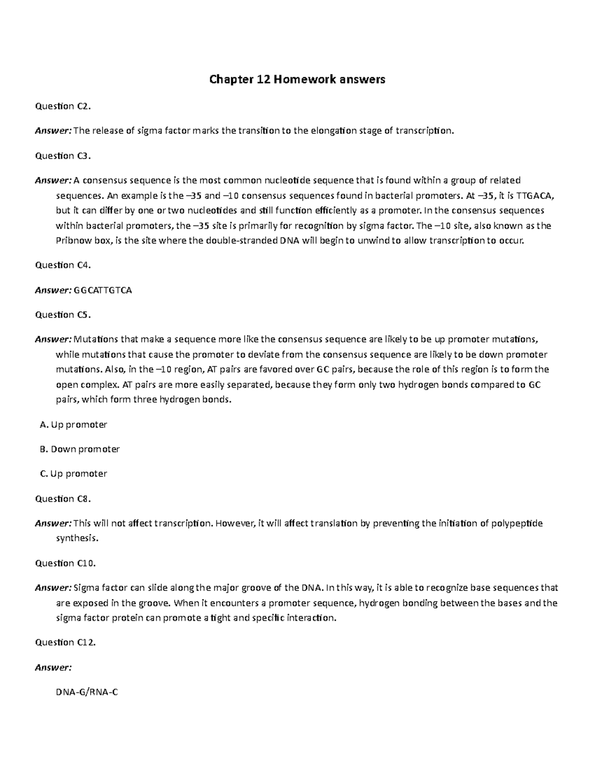 Chapter 12 Homework answers - Chapter 12 Homework answers Question C2. Answer: The release of ...