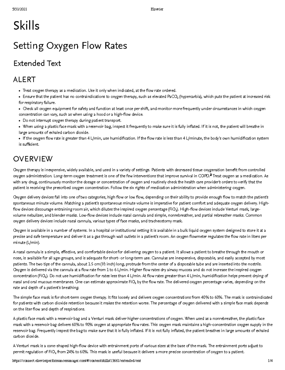 Oxygen Flow Rate - Lecture notes 1 - Skills Setting Oxygen Flow Rates ...