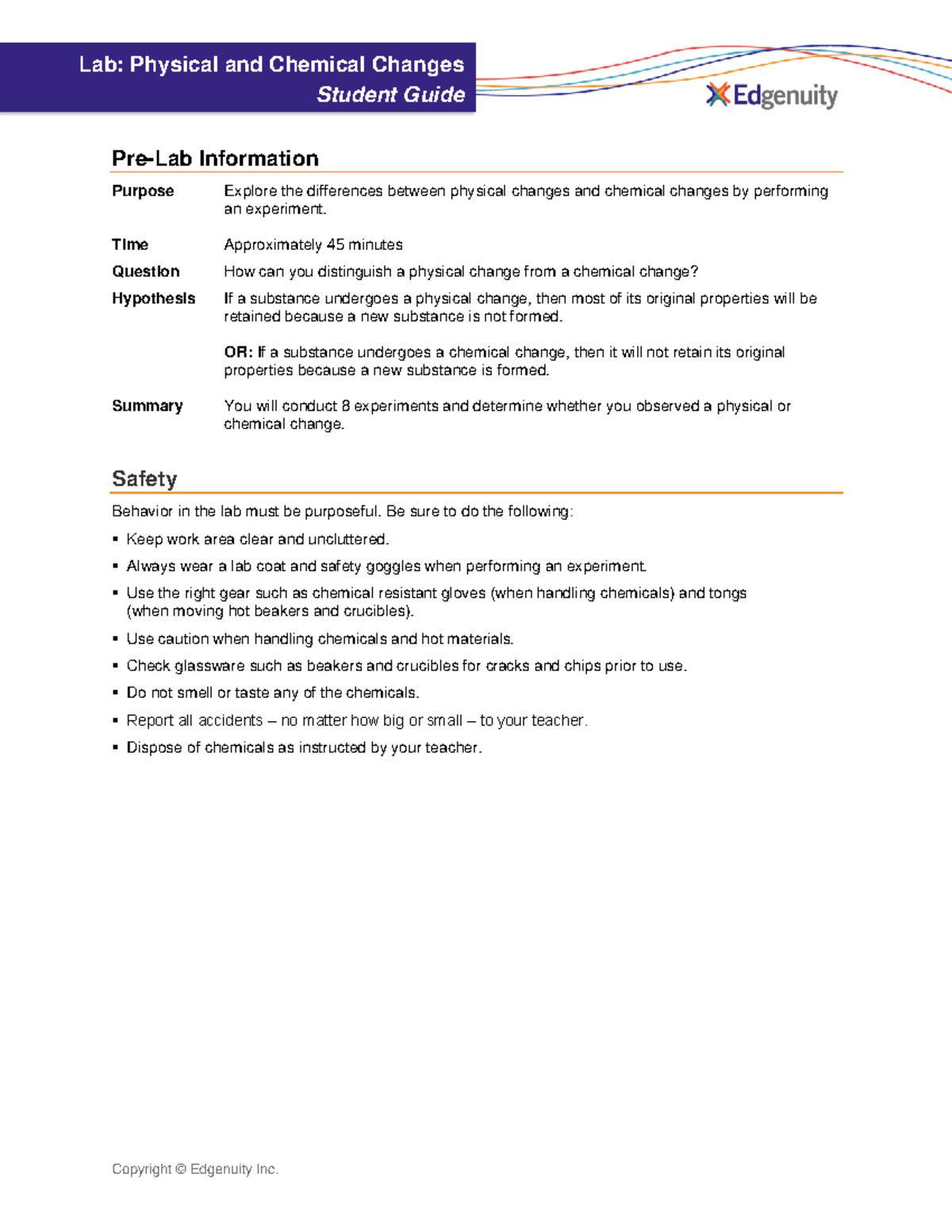 3210 02 02 student guide - Lab: Physical and Chemical Changes Student ...