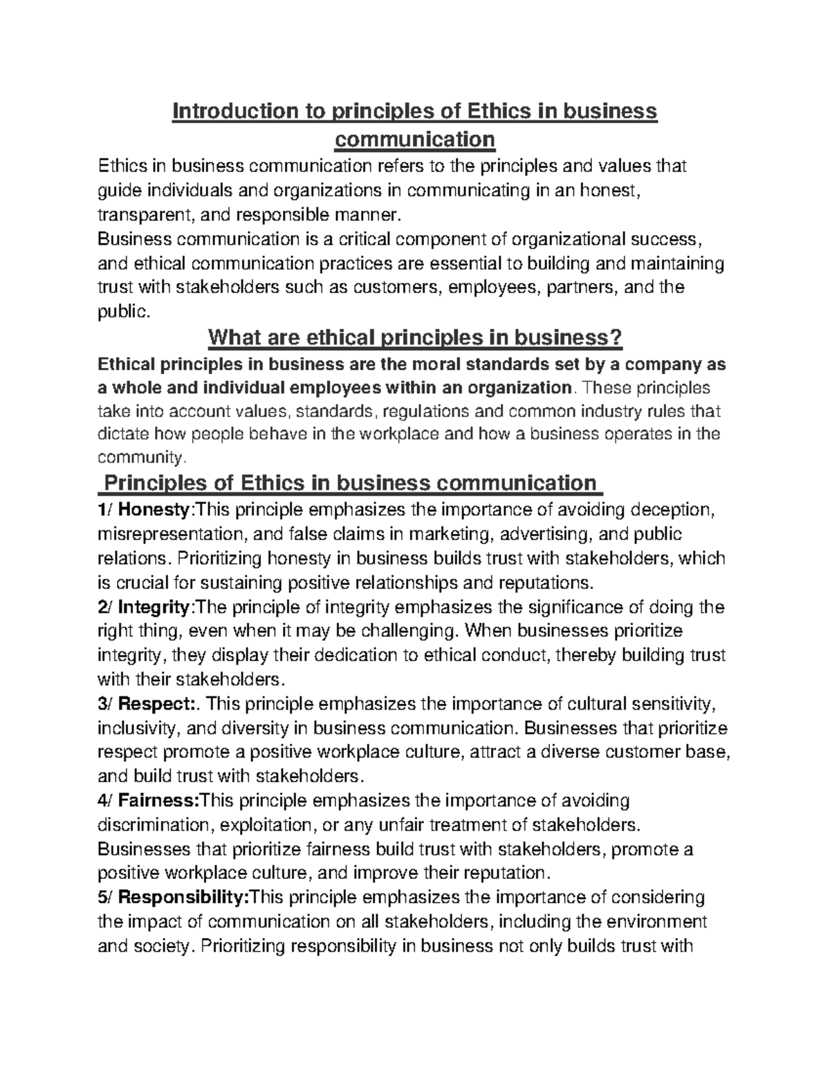 Introduction of Ethics in business communication copy copy ...