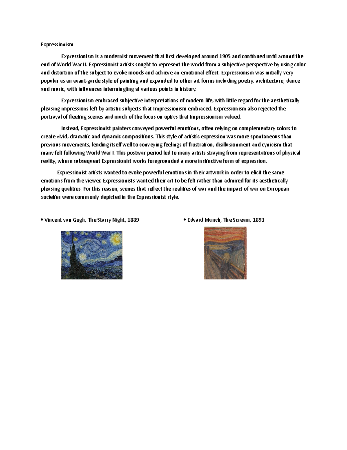 Art appreciation Expressionism fauvism cubism - Expressionism ...