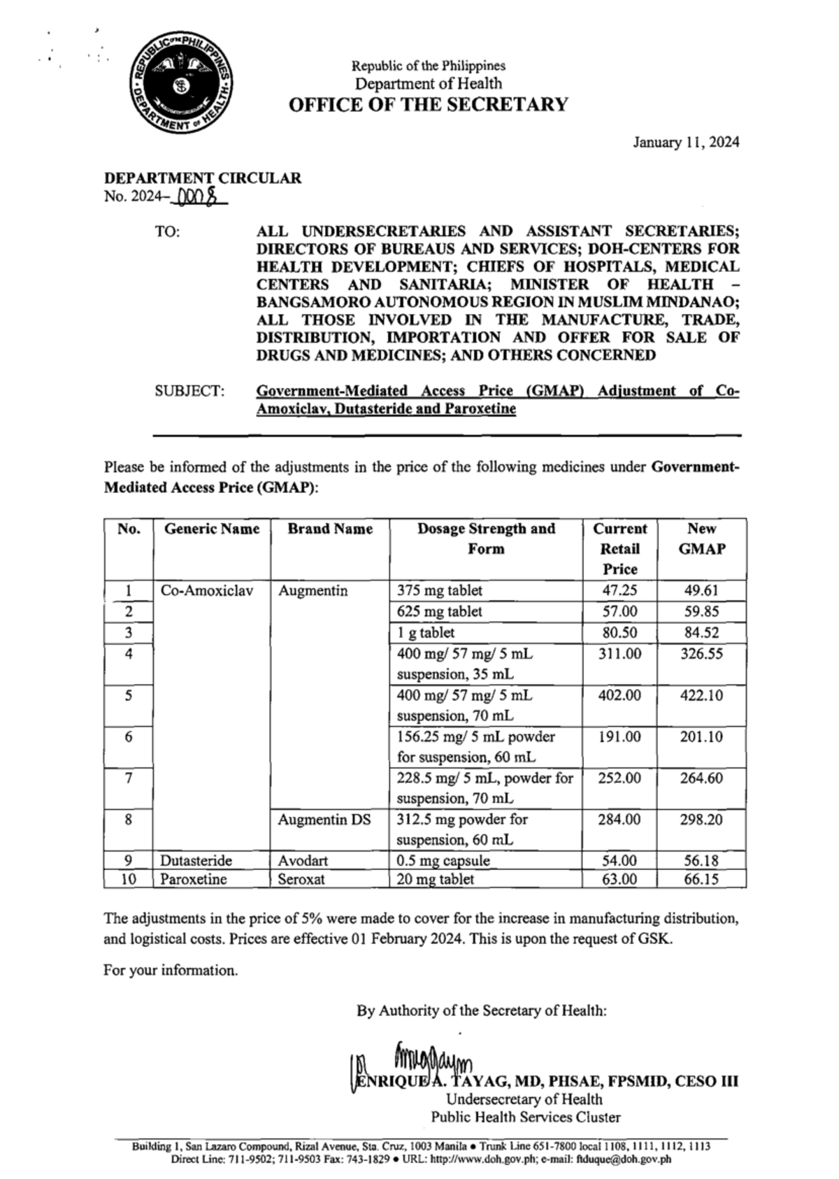 GMAP Circular 2024 - dc2024-0008 Co-Amoxiclav - Republic of the ...