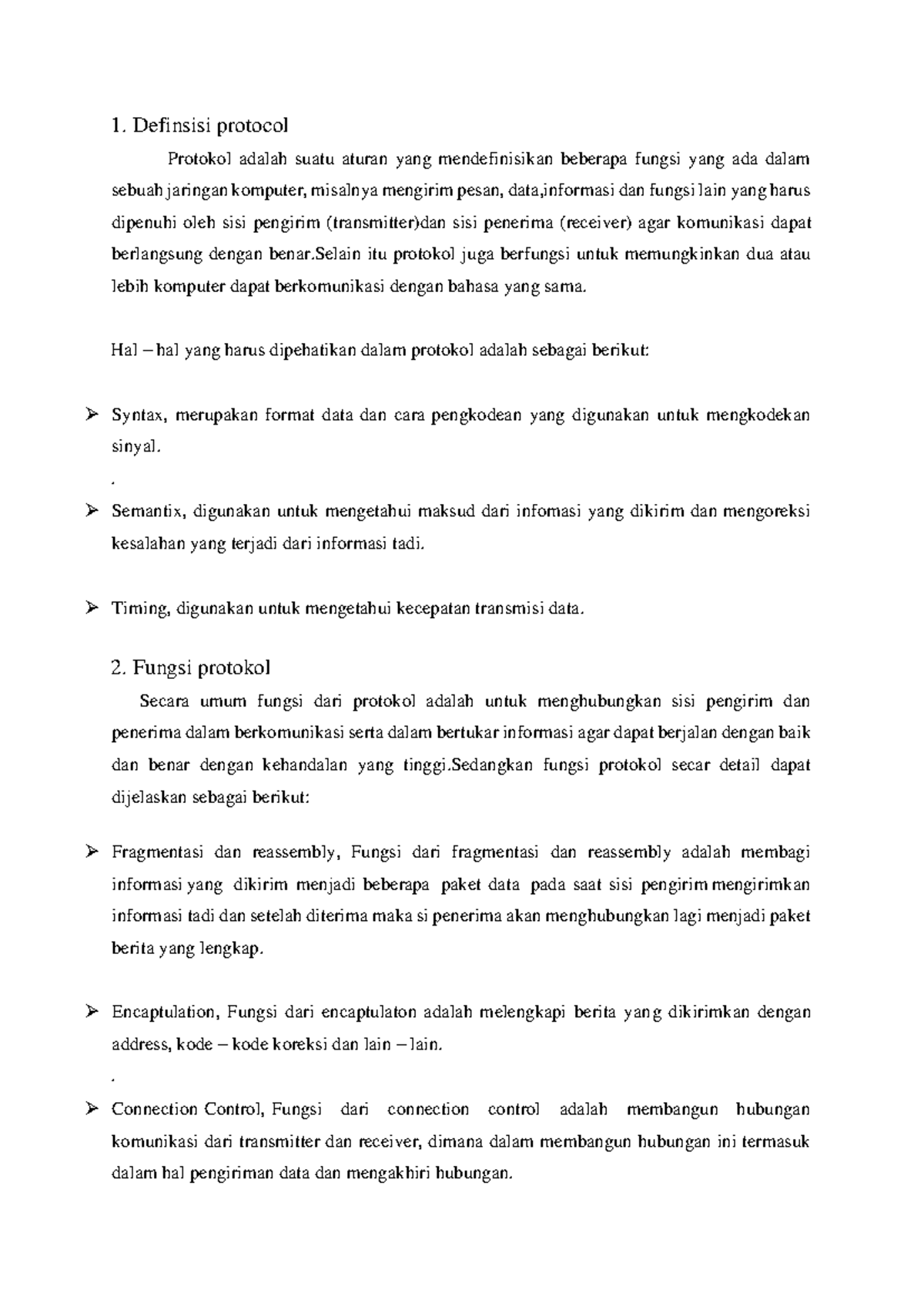 Ringkasan Protokol Teknologi Jaringan - 1. Definsisi protocol Protokol adalah suatu aturan yang ...