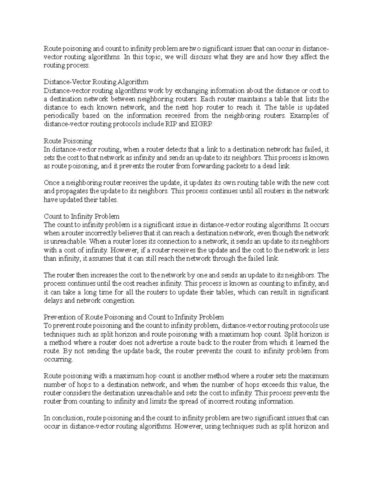 Route poisoning - ganga - Route poisoning and count to infinity problem ...