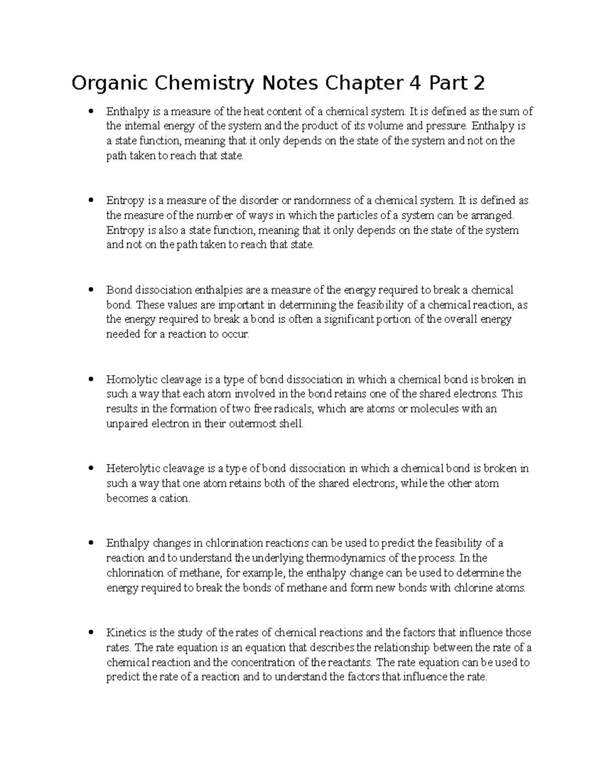 Organic Chemistry Notes Chapter 4 Part 2 - It is defined as the sum of ...