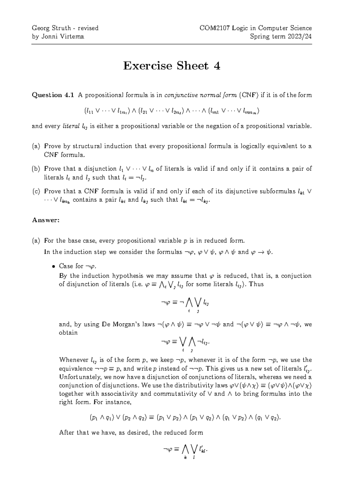 04 Exercise - Georg Struth - revised by Jonni Virtema COM2107 Logic in Computer Science Spring ...