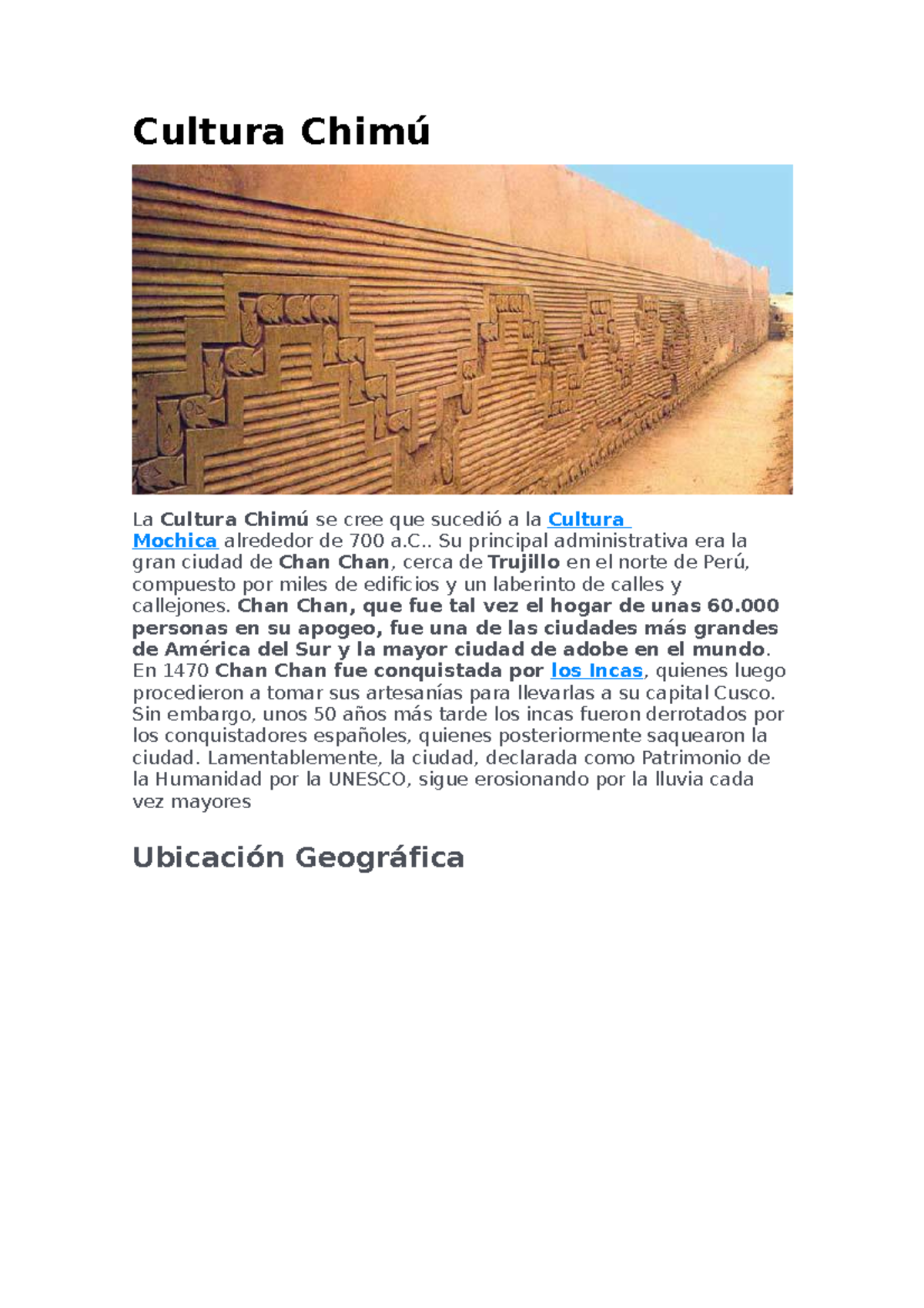 Cultura ChimúCULTURA CHIMU - Cultura Chimú La Cultura Chimú se cree que ...