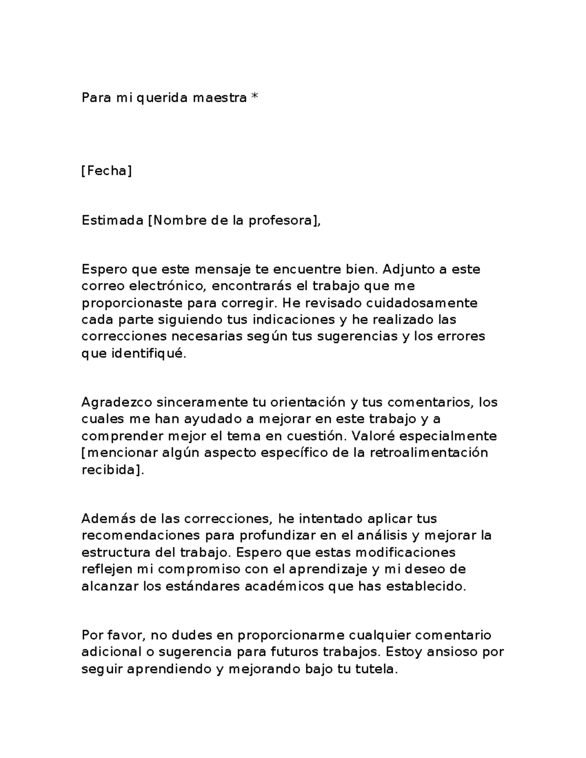 Para mi querida maestra - Adjunto a este correo electrónico ...