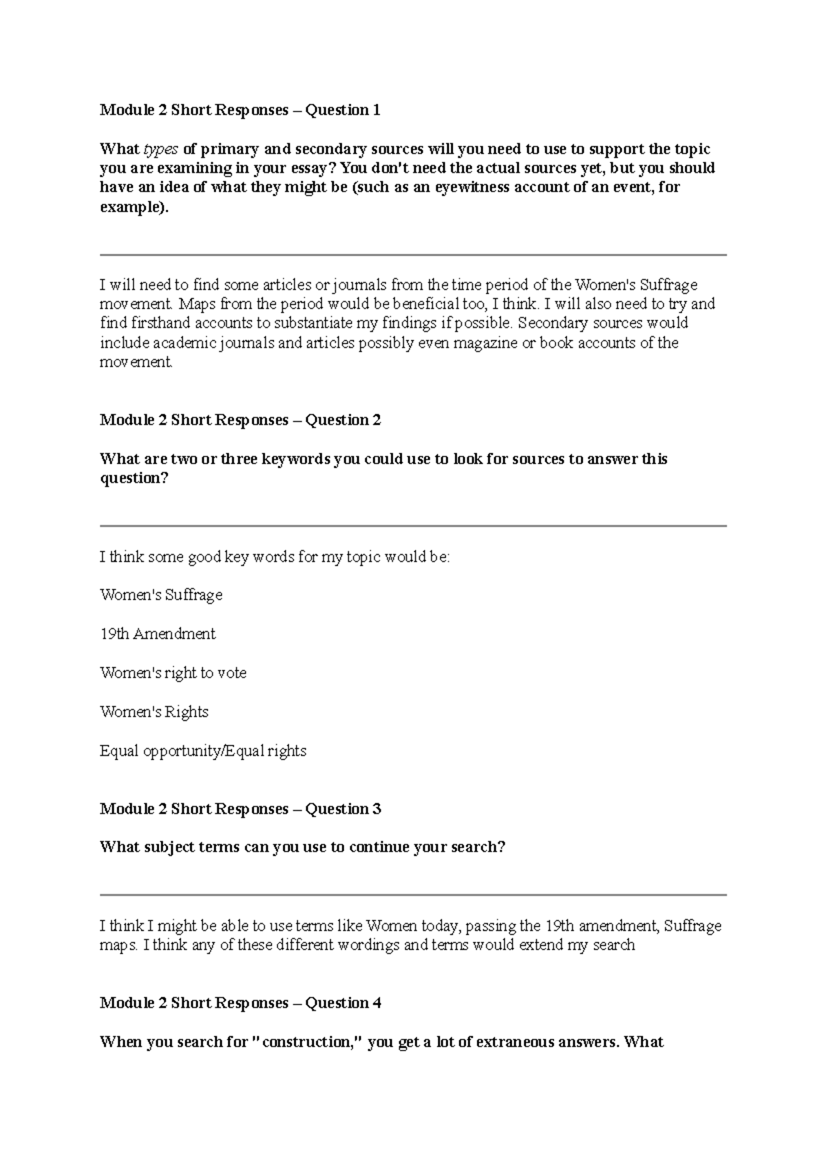 HIS200 2-2 Module Two Short Responses - Module 2 Short Responses ...