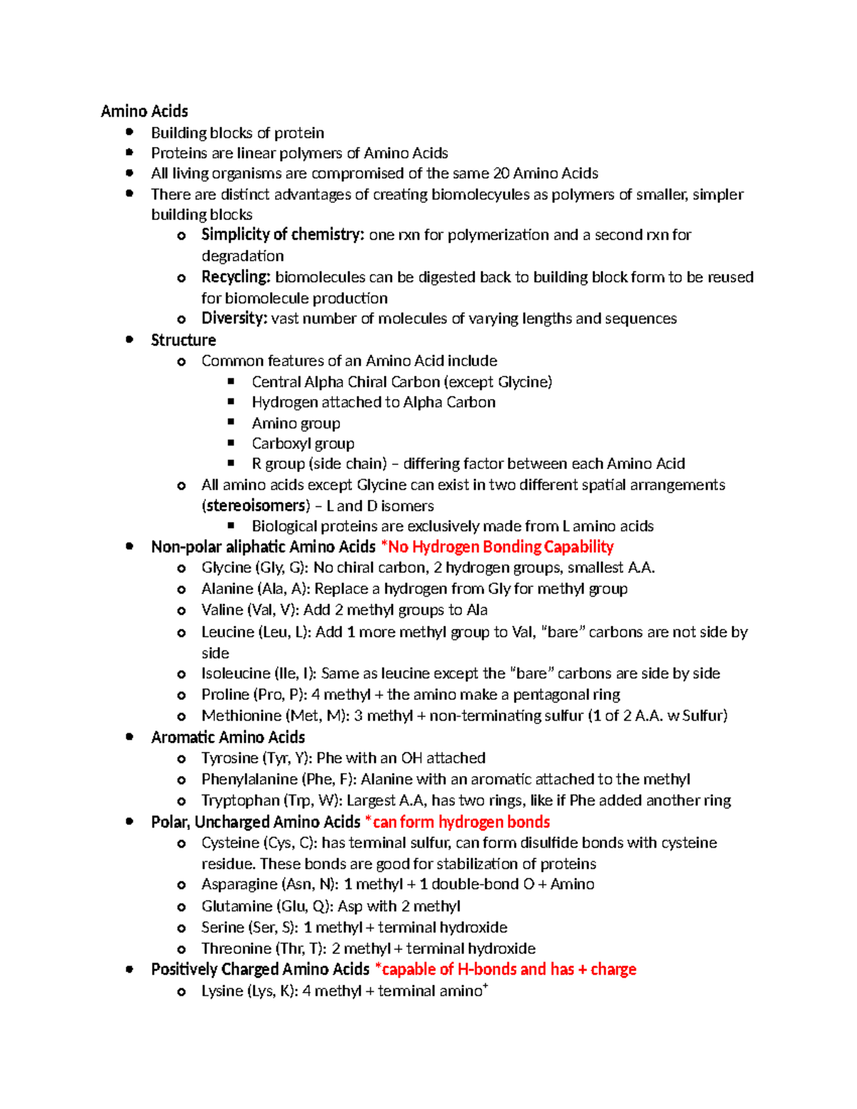 BMSC 200 Module 3 - Napper - Amino Acids Building blocks of protein Proteins are linear polymers ...