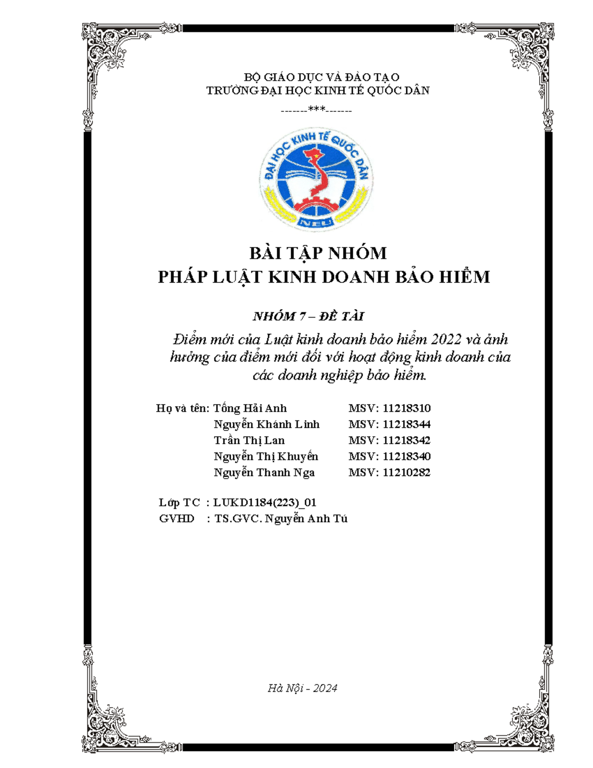 Final-KDBH - điểm mới luật KDBH 2022 - BỘ GIÁO DỤC VÀ ĐÀO TẠO TRƯỜNG ...