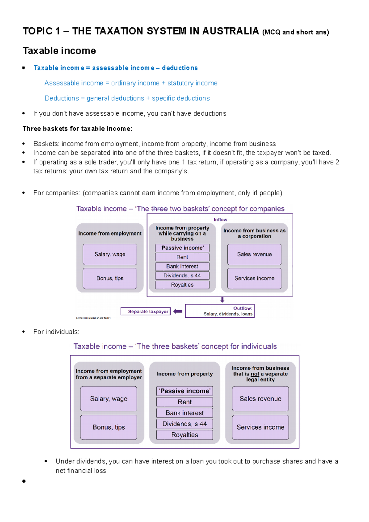 1 - the taxation system in Australia - TOPIC 1 – THE TAXATION SYSTEM IN ...