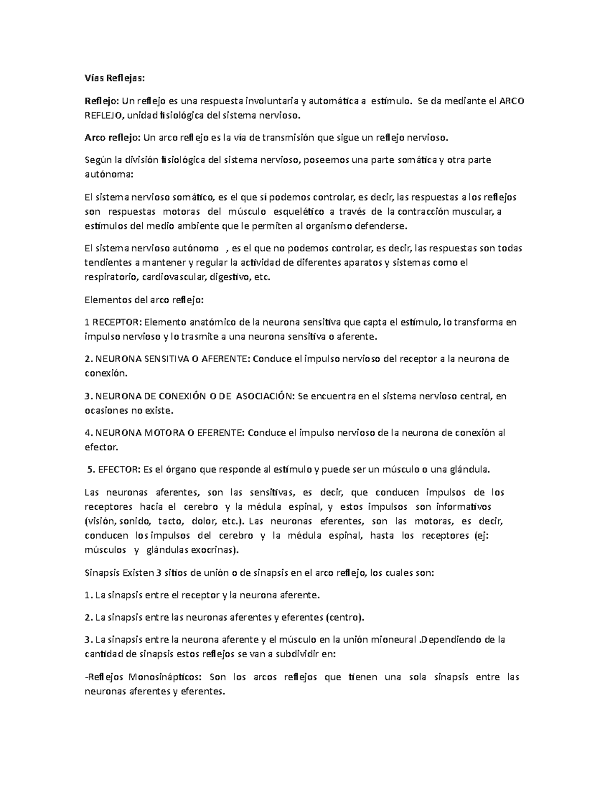 Reflejo - Vías Reflejas: Reflejo: Un reflejo es una respuesta ...