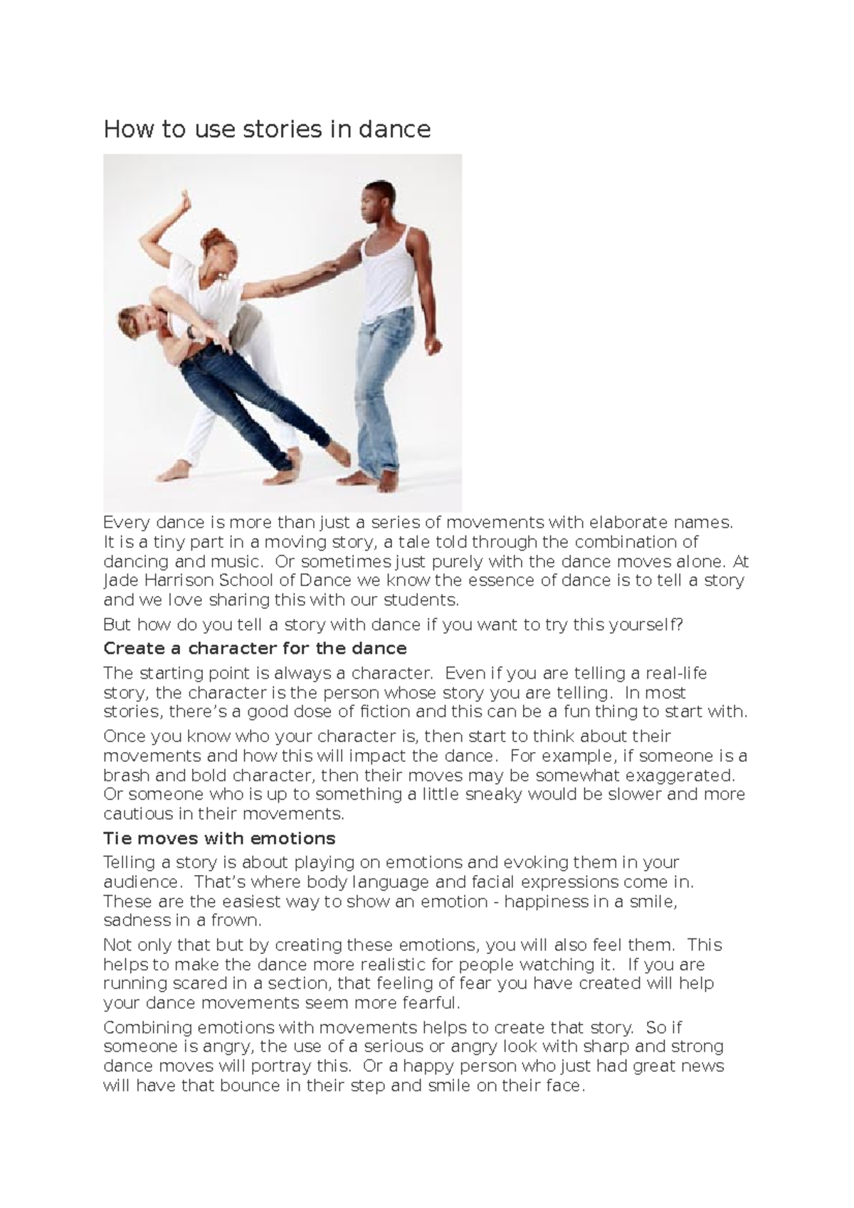 How to use Stories in Dance - How to use stories in dance Every dance ...