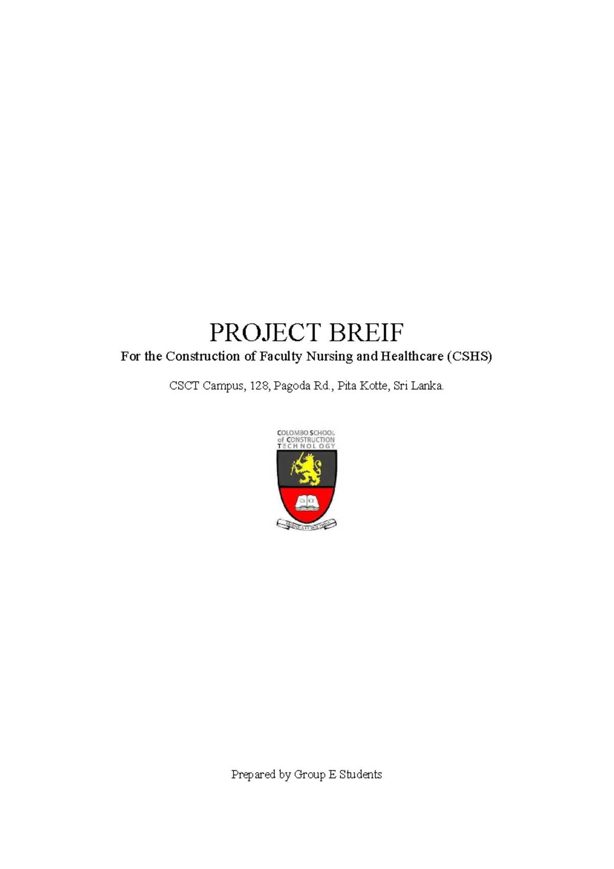 Project Breif Revision 1 - PROJECT BREIF For the Construction of ...