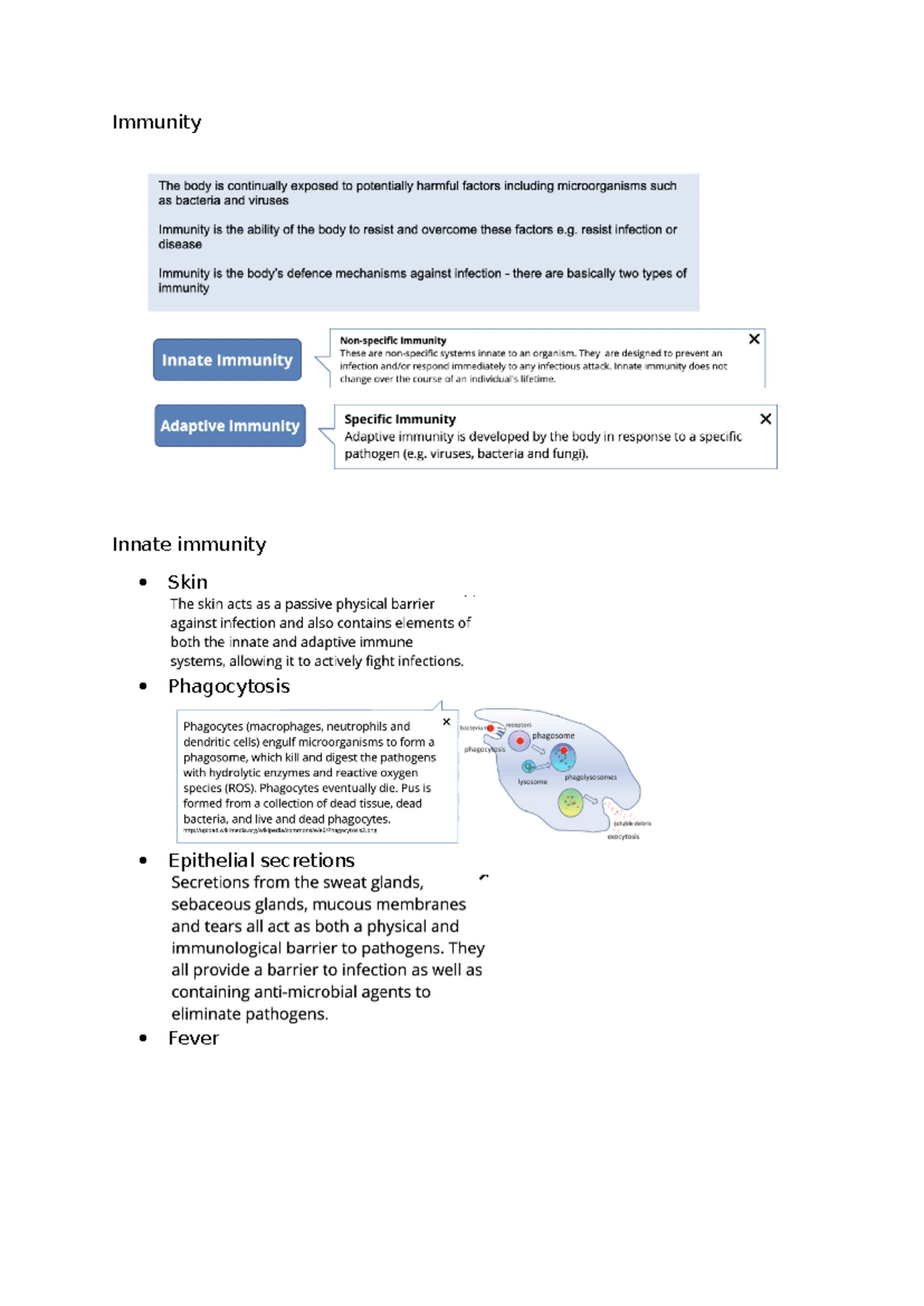 IMMUNITY MODULE NOTES - PHAR4821 vaccination module 1 - Immunity Innate ...