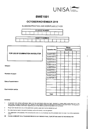 bwe1501 - Unisa - Law - Studocu