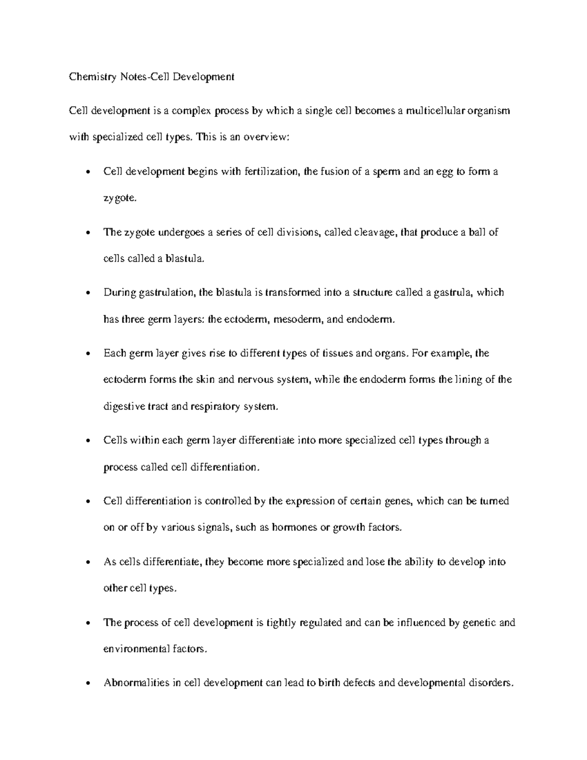 Cell Development - Chemistry Notes-Cell Development Cell development is ...