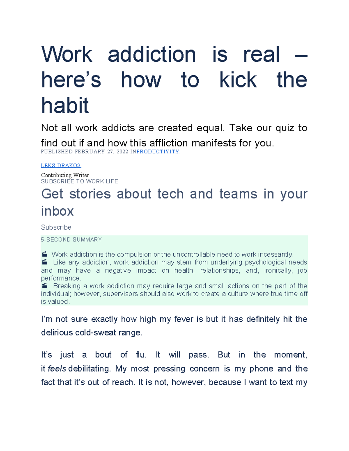Work addiction is real - Practices - Work addiction is real – here’s ...