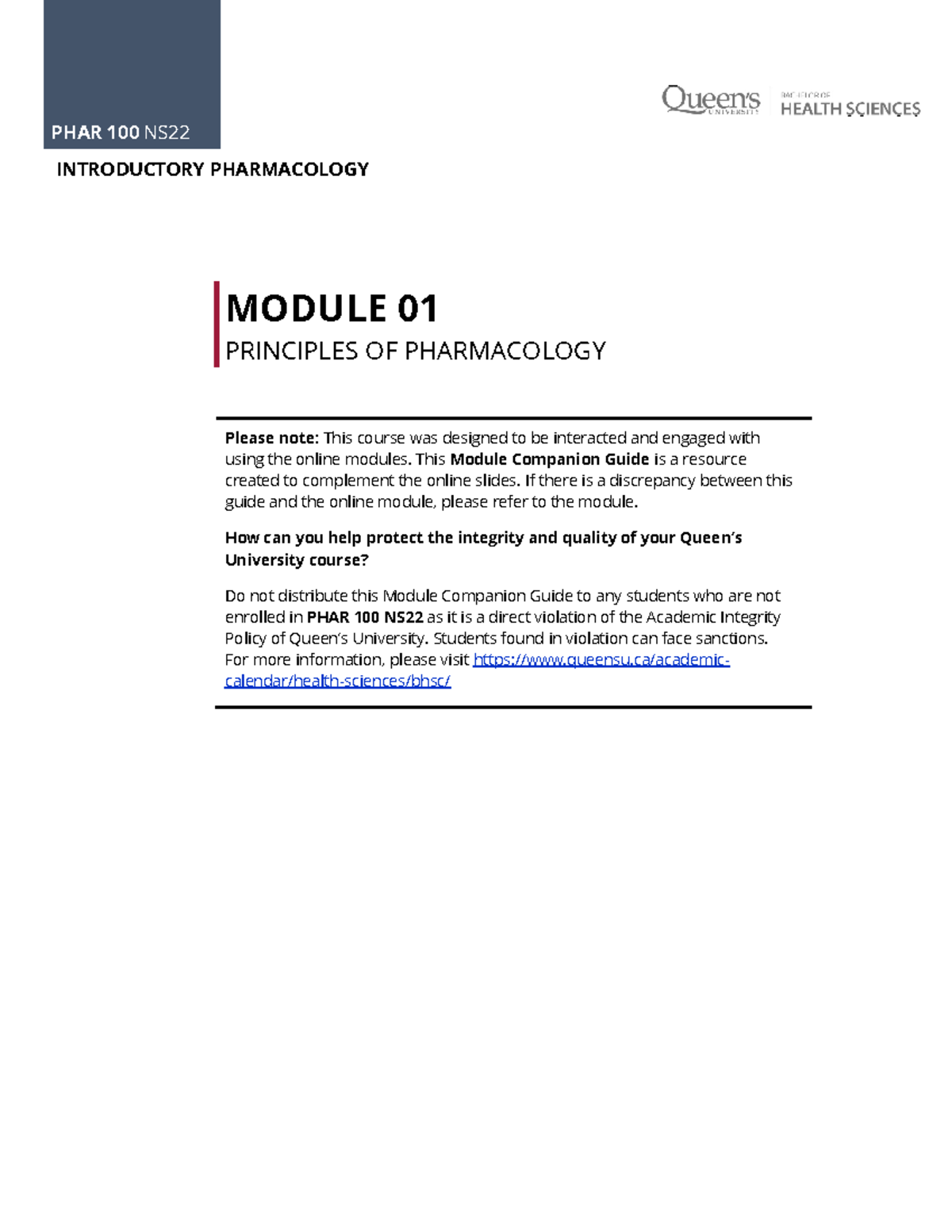 Principles of Pharmacology - oiw MODULE 01 PRINCIPLES OF PHARMACOLOGY ...