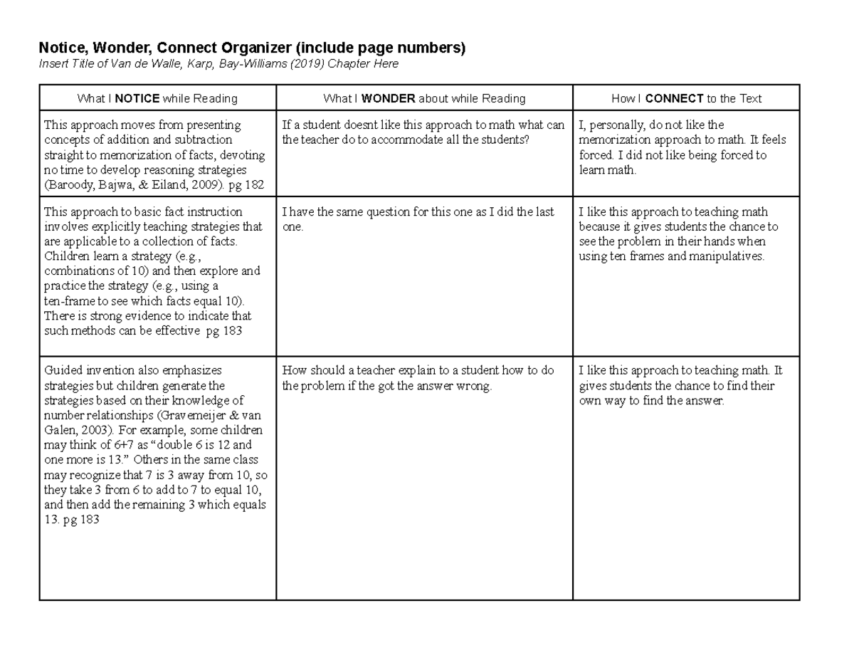 Notice Wonder connect - pg 182 If a student doesnt like this approach ...