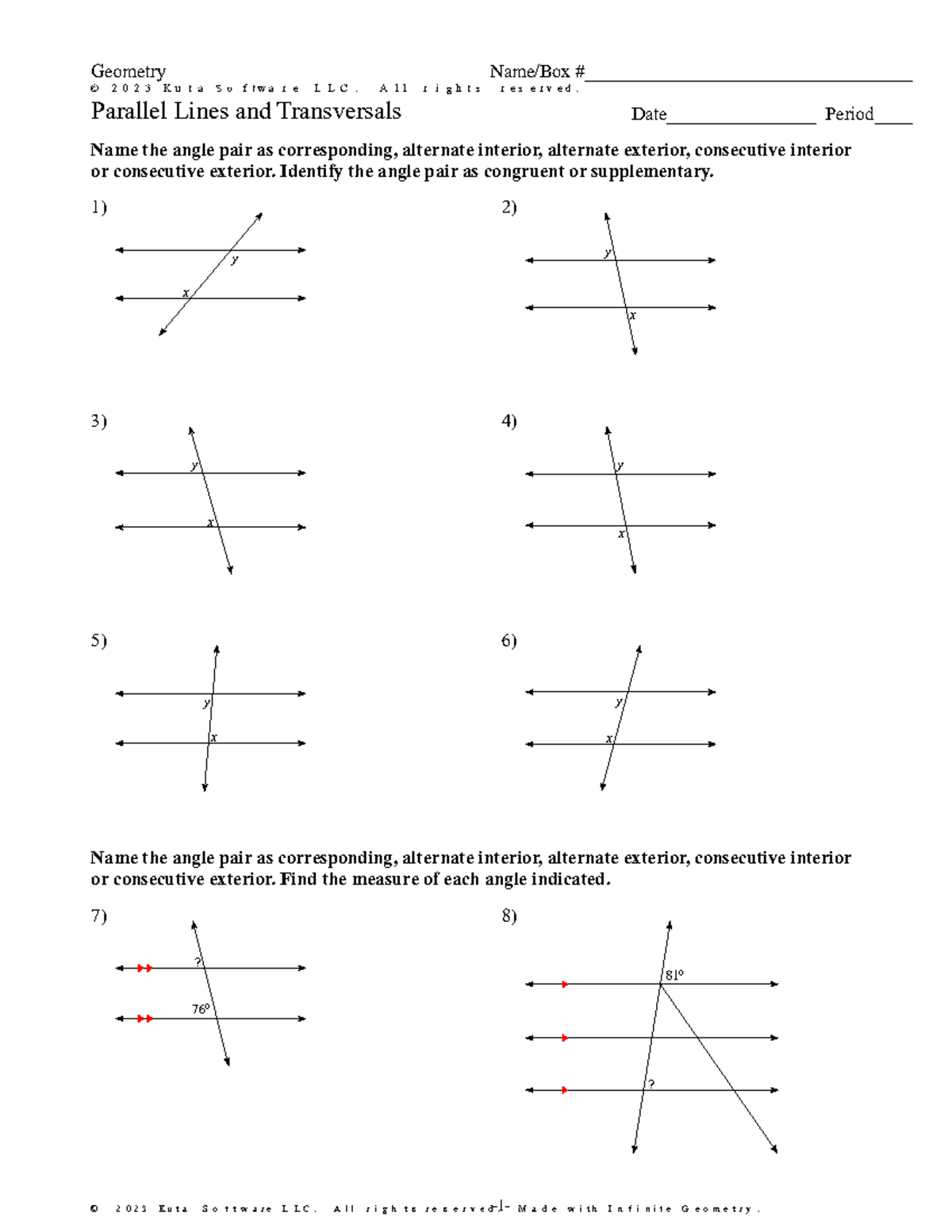 3.2 Parallel Lines and Transversals HW - ©Q M 2 Z 0 \ 2 u 3 i DKjurtJaW ...